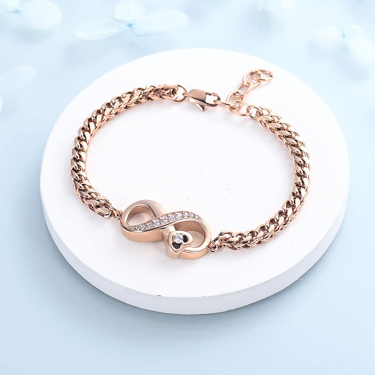 Imrsanl Cremation Jewelry Infinity Urn Bracelet for Ashes Stainless Steel Ashes Bracelet Bangles Keepsake Memorial Jewelry Ash Holder for Women Men - Adjustable (Infinity-Rose)