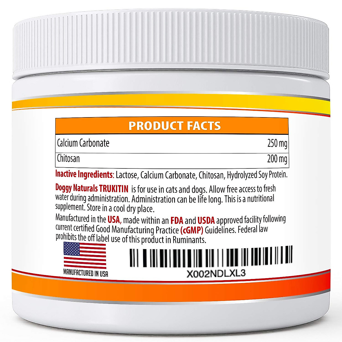 Trukitin Chitosin Based Phosphate Binder for Cats & Dogs – All Natural Human Grade Ingredients for Renal Support Supplement with Calcium Carbonate Oral Powder (Made in U.S.A)