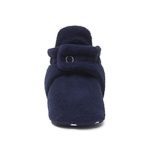 RO + ME Baby Boy & Girls Non-Slip Snap Booties with Gripper Shoes,Cozy Caleb Navy, 12-18 Months
