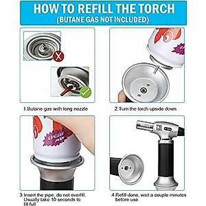 Sondiko Butane Torch S400, Refillable Kitchen Torch Lighter, Fit All Butane Tanks Blow Torch with Safety Lock and Adjustable Flame for Desserts, Creme Brulee, and Baking—Butane Gas Is Not Included