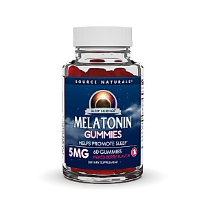 Source Naturals Sleep Science Melatonin Mixed Berry Flavored Gummies, Helps Promote Sleep*, 5 mg - 60 Gummies