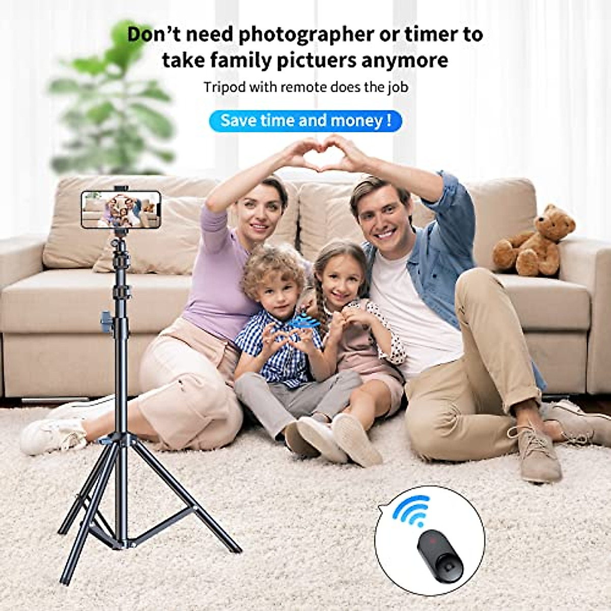 [𝗕𝗲𝘀𝘁 𝗤𝘂𝗮𝗹𝗶𝘁𝘆] 67" Phone Tripod, 𝗦𝘁𝘂𝗿𝗱𝘆 & 𝗣𝗼𝗿𝘁𝗮𝗯𝗹𝗲 iPhone Tripod Stand with Remote, Selfie Stick Tripod for Cell Phone Tripod for iPhone 14 Pro Max Plus 13 Samsung All Phones
