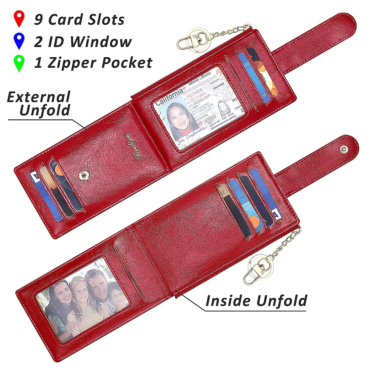 Badiya RFID Card Holder Small Wallets for Women Bifold Zipper Slim wallet Card Case Money Organizers