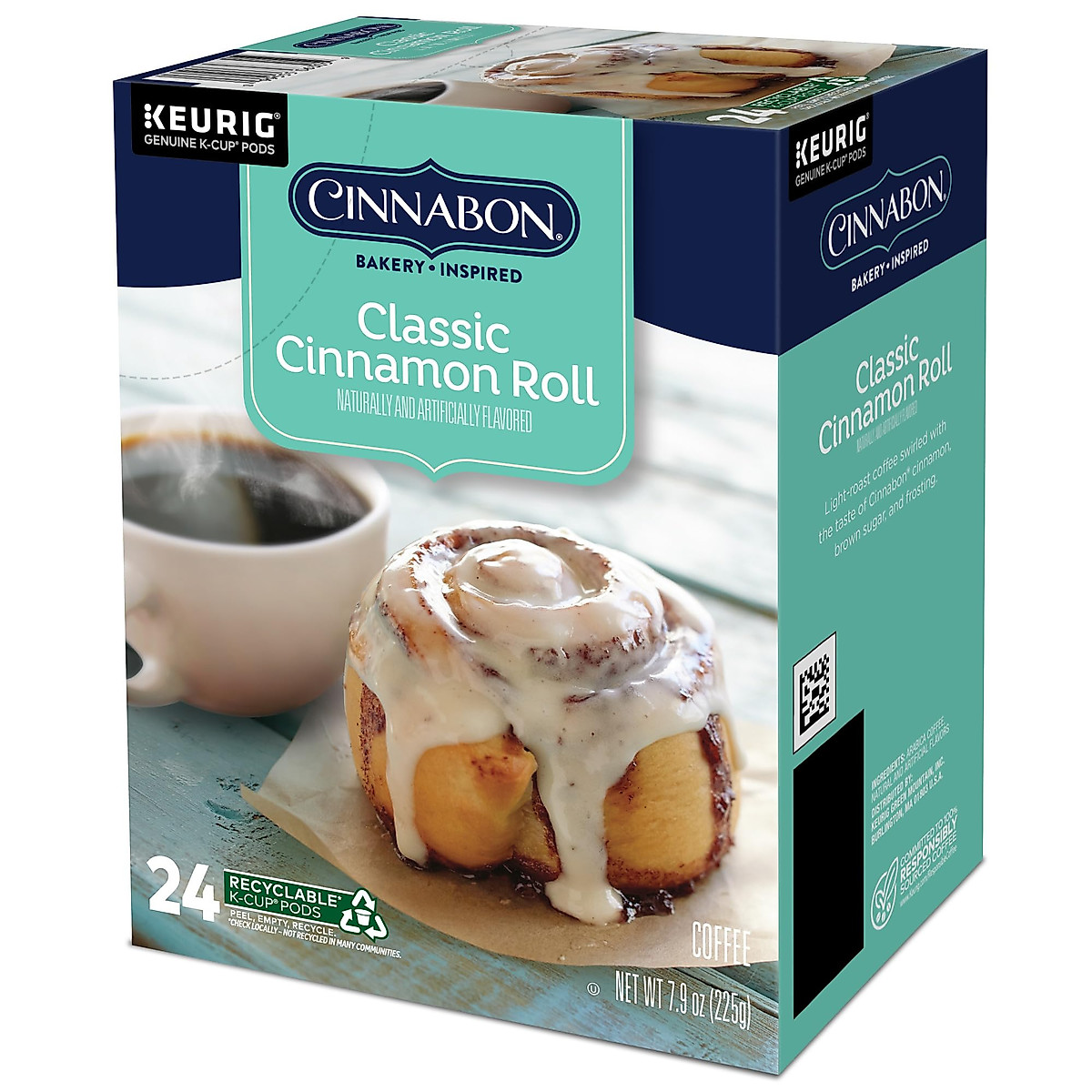 Cinnabon Classic Cinnamon Roll, Single-Serve Keurig K-Cup Pods, Flavored Coffee, 24 Count (Pack of 4)