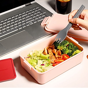 linoroso Stackable Bento Box Adult Lunch Box | Meet All You On-the-Go Needs for Food, Salad and Snack Box, Premium Bento Lunch Box for Adults Include Utensil Set, Dressing Containers - Frozen Berry