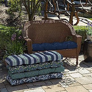 Arden Selections Outdoor Wicker Settee Cushion 41.5 x 18, Sapphire Blue Leala