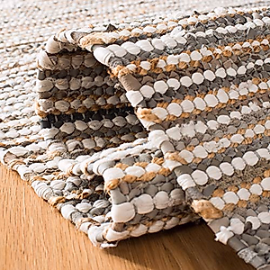 SAFAVIEH Vintage Leather Collection Area Rug - 6' x 9', Grey & Multi, Handmade Boho Fringe Leather, Ideal for High Traffic Areas in Living Room, Bedroom (VTL373A)