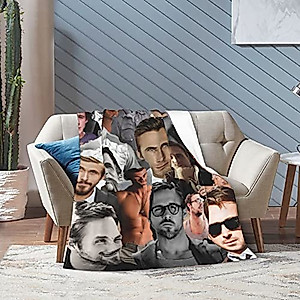 Ryan Gosling Collage Ultra-Soft Micro Fleece Throw Blanket Warm Comfortable Versatile Blanket for Sofa and Travel