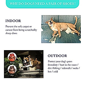 Dog Boots Waterproof Shoes for Dogs with Reflective Straps, Rugged Anti-Slip Soft Sole Dogs Paw Protector for Small Medium Large Dog (3#, Red)
