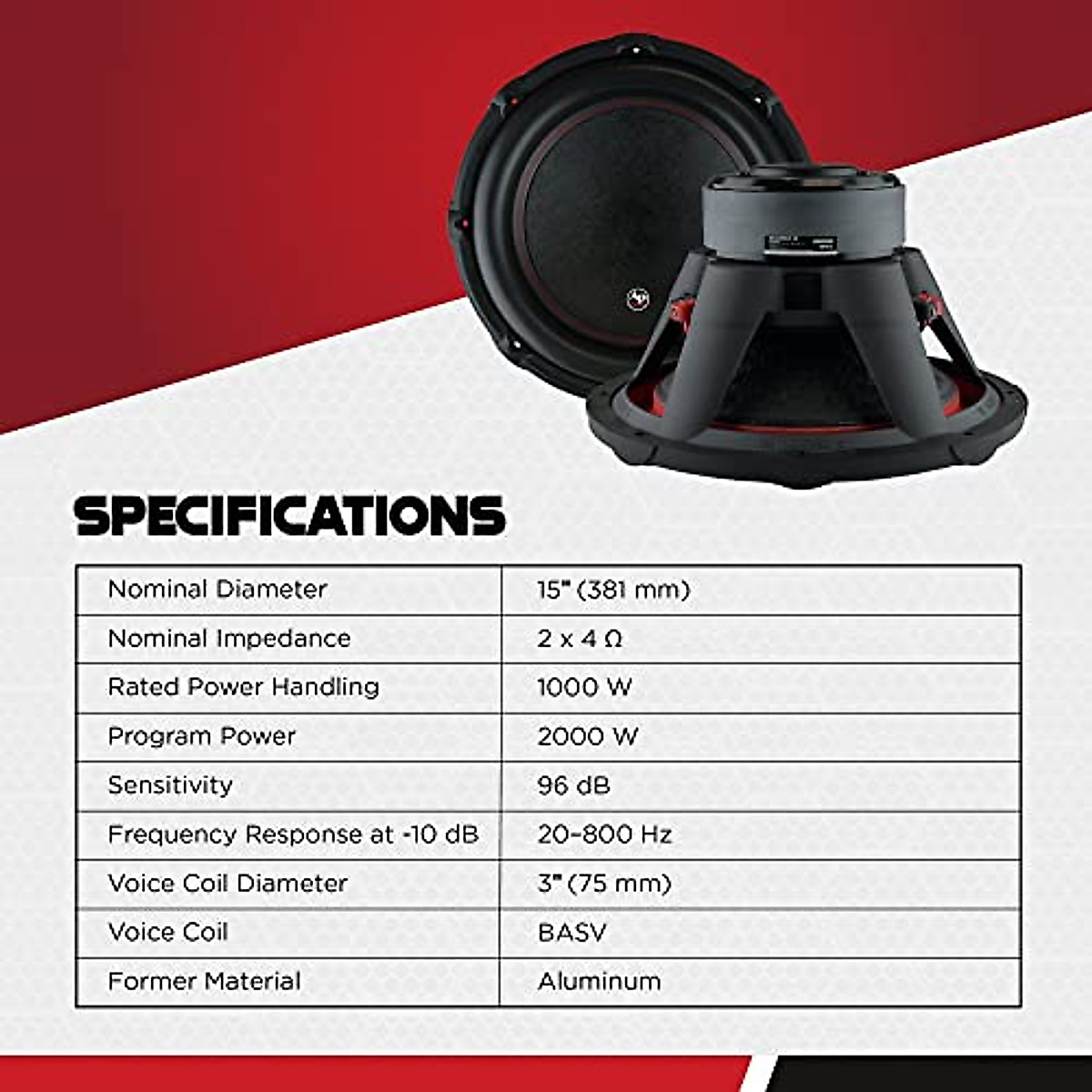 AudioPipe TXX-BDC2-12 12 Inch 1500 Watt High Performance Powerful 4 Ohm DVC Vehicle Car Audio Subwoofer Speaker System, Black