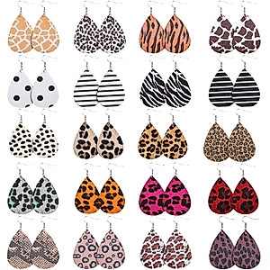 20 Pieces Petal Leather Earrings Leopard Print Earrings Teardrop Dangle Earrings