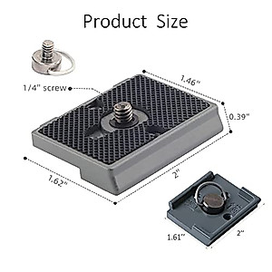 Quick Release Plate, Tripod Quick Release Plate Fit for Manfrotto 200pl-14 Rc2 Camera Tripod Head (Pack of 2) Black