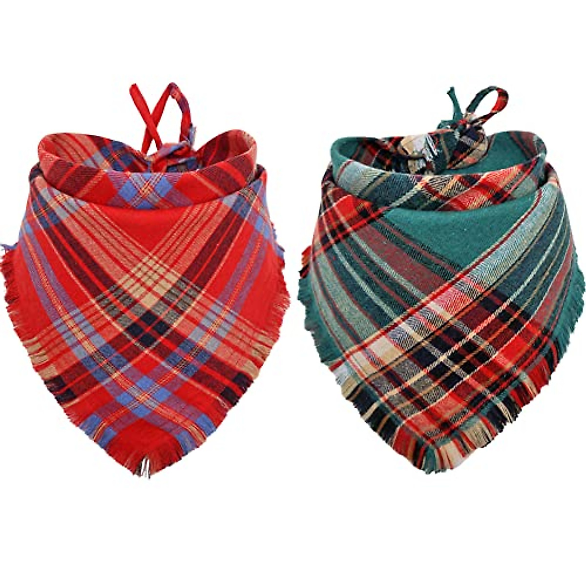 Christmas Dog Bandana Plaid Reversible Triangle Bibs Scarf Accessories for Dogs Cats Pets Animals