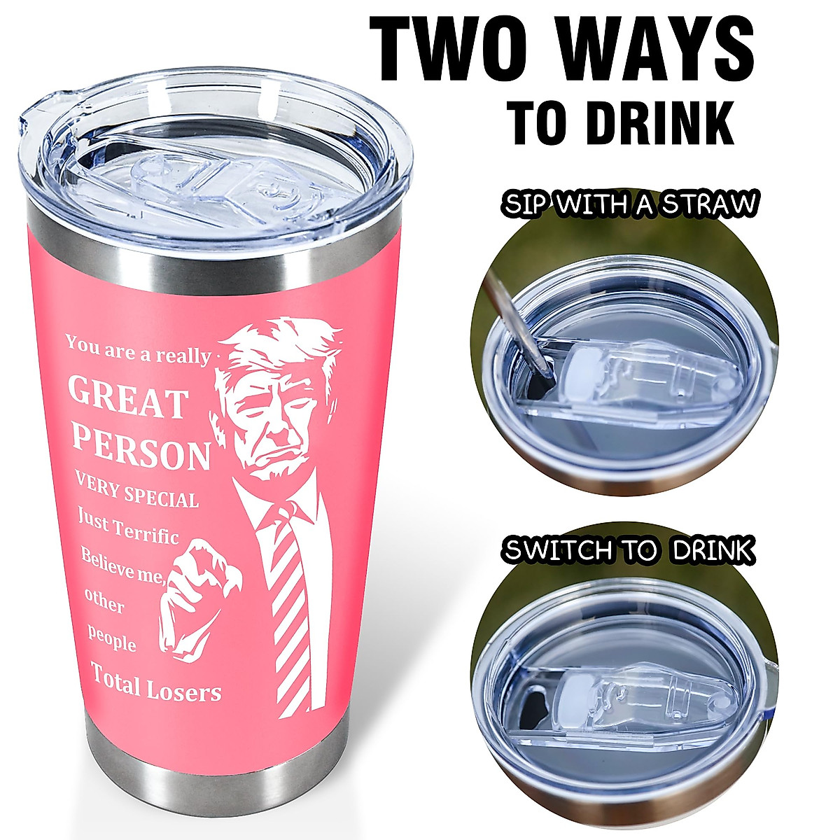 20oz Travel Coffee Mug, Sometimes You Forget You Are Awesome Coffee Tumbler, Thank You Gifts for Men Women, Inspirational Gifts, Stainless Steel Tumbler with Lid and Straw, 20 Oz Tumbler, Pink