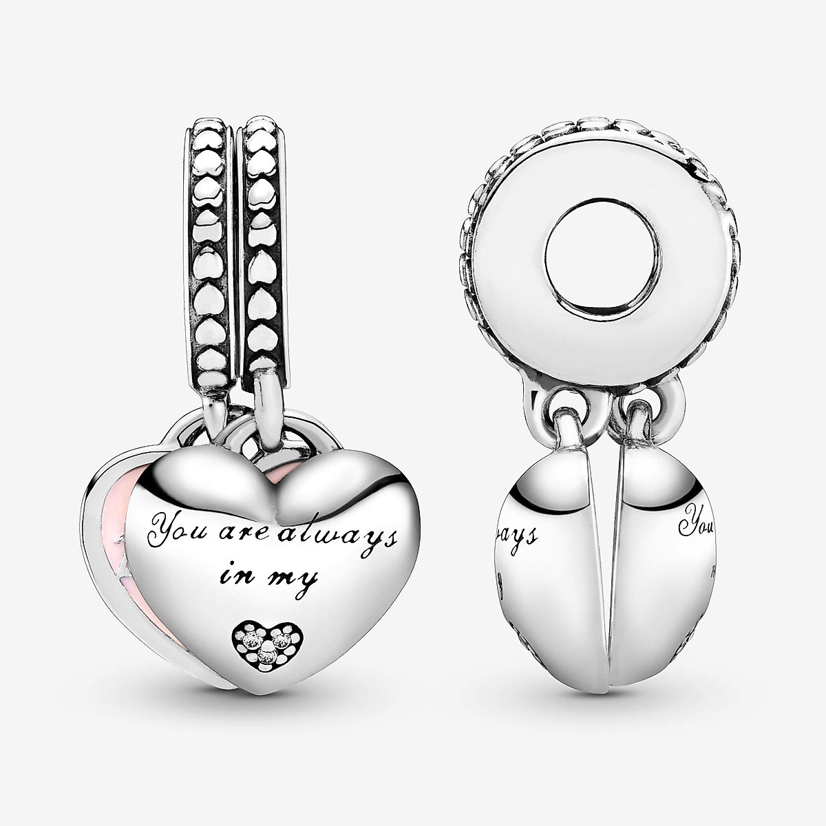 Pandora Jewelry Mother and Daughter Hearts Dangle Cubic Zirconia Charm in Sterling Silver