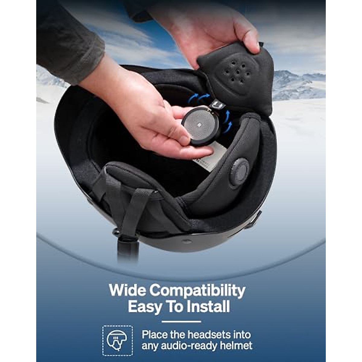 Doohoeek Snowboard Ski Helmet Headphones, True Wireless Earbuds Bluetooth with Charging Box for Audio Ready Helmet, 50+ Hours Work Time Headsets LED Display for Snowboarding Skiing Climbing Biking