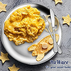 HaWare 6-Piece 18/8 Stainless Steel Plates, Metal 304 Dinner Dishes for Kids Toddlers Children, 9 Inch Feeding Serving Camping Plates, Reusable Dinnerware, Shatterproof & Non-toxic, Dishwasher Safe