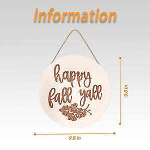 Hello Fall Wood Sign Thanksgiving Decorations Happy Fall Yall Welcome Sign for Front Door Round Wood Sign Hanging Welcome Sign for Farmhouse Porch Rustic Home Sign Decorations (Maple Leaf)