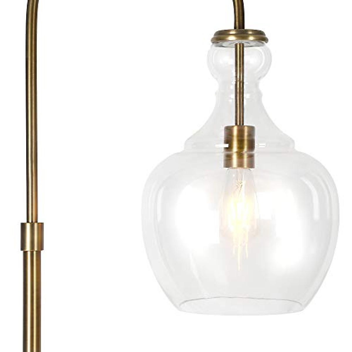 Henn&Hart Arc Floor Lamp with Glass Shade in Brass/Clear, Floor Lamp for Home Office, Bedroom, Living Room