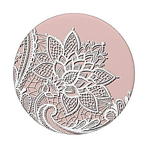 Rose Pink Floral Lace Mandala Phone Popper PopSockets Swappable PopGrip