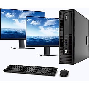 HP 600 G2 SFF Computer Desktop PC, Intel Core i5-6500 3.2GHz Processor, 16GB Ram, 128GB M.2 SSD, 1TB HDD,Wireless Keyboard & Mouse, WiFi | Bluetooth, Dual 23.8" Monitor, Win 10 Pro (Renewed)
