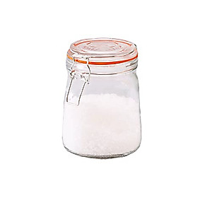 Mason Jar With Lid (Clear), By Home Basics | Single Mason Jar For Pickles, Sauces, Jelly, Condiments, and Snacks | Holds Four Cup, Medium