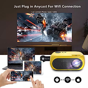 Mini Portable Projector, 30,000H Small Movie Projector for Outdoor Home Theater Use with Remote Control, Compatible with Full HD 1080P HDMI, VGA, USB, AV, Laptop, Smartphone