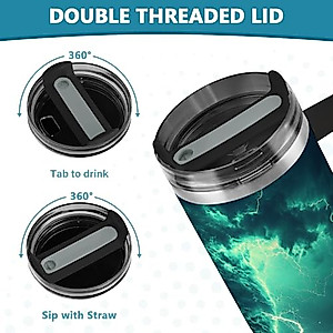 Selerdon 40 oz Tumbler Tornado Green with Handle and Straw Lid Vacuum Stainless Steel Insulated Water Bottle Travel Mug Car Cup Holder Friendly BPA Free for Gym Travel Office