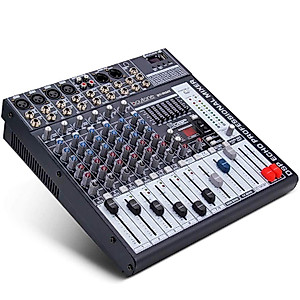 Boytone BT-80MX, 8 - Channel Bluetooth Audio Mixer - DJ Sound Controller, USB MP3 Player, 4 XLR Microphone Jack, 7 Band EQ, 16 BIT Digital Multi FX Processor, RCA IN-OUT Jack, 48V Phantom Power