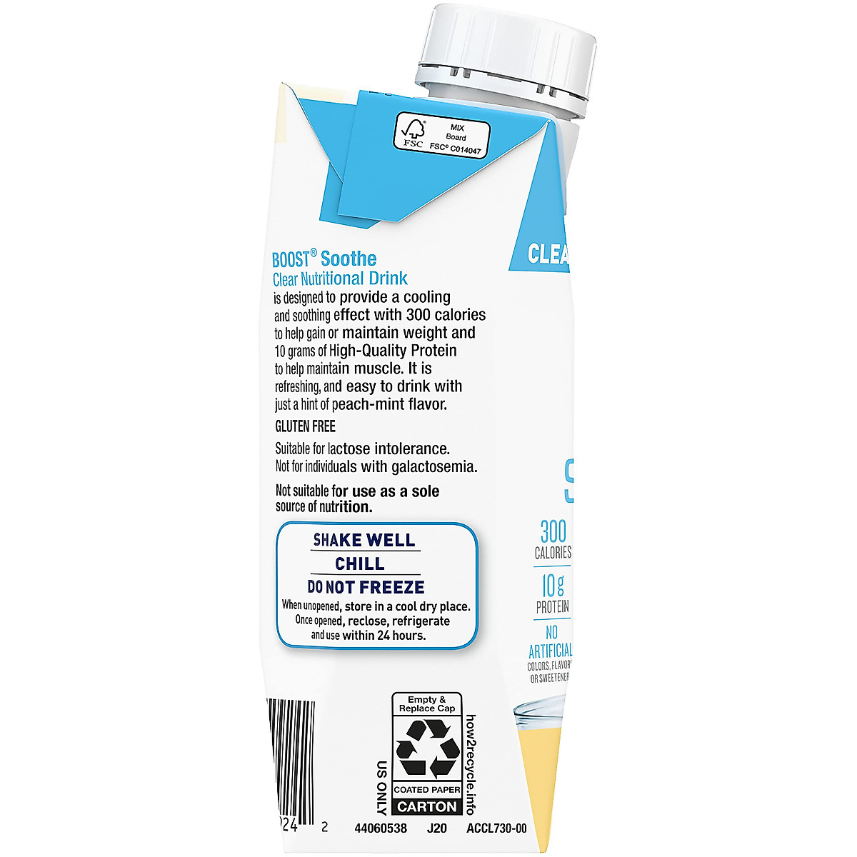 Boost Soothe Clear Nutritional Drink, Peach Mint, 8 FL OZ, 6-Pack