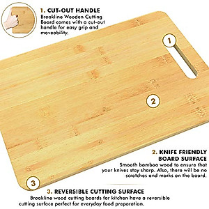 Brookline Wood Cutting Board Set - Extra Thick 3 Charcuterie Boards - Made from Organic Bamboo - Used for Cooking, Meat, Cheese and Vegetable Chopping