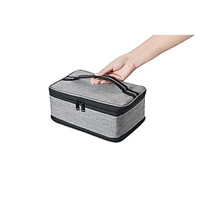 Lunch Bag For Men & Women,Expandable Bag For Lunch Box,Canvas Small Lunch Bag With Handheld Insulated Lunch Bag,11 * 7 Inch Suitable for age 6+ Cold/Warm For 6 Hours,Grey Adult Lunch Bags