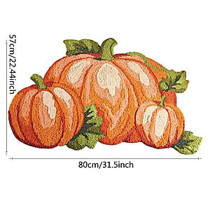 Thanksgiving Pumpkin Rug - 31"×22", Non Slip Washable Welcome Door Mat, Cute Fall Doormats for Indoor Outdoor Entrance Home Bathroom Living Room (D)