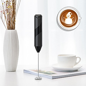 GOGENGEN Electric Hand Whisk for Milk, Beverage Mixer for Coffee with Milk, Cappuccino, Hot Chocolate, Battery Operated (not included) Mini Stainless Steel Fother, Cool Cookware