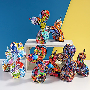 FLJZCZM Balloon Dog Sculptures Animal Statues Home Decor Collectible Figurines Indoor Outdoor Garden Decorative Funny Craft Christmas Birthday for Office (Red)