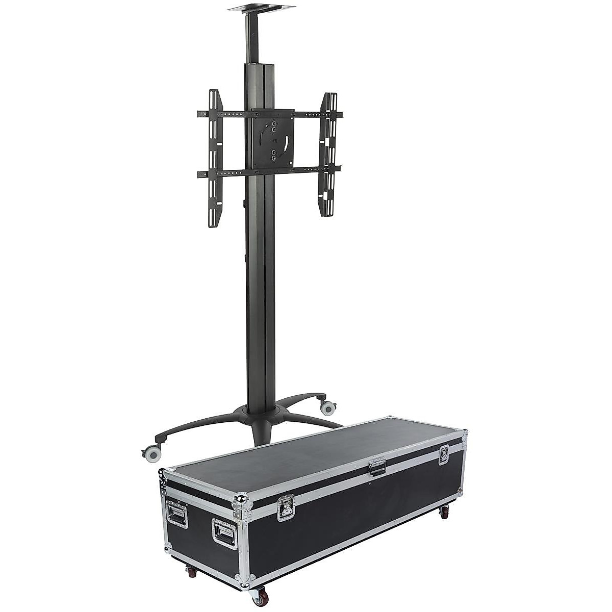 Displays2go Commercial Flat Screen Holder with Case, Steel, Aluminum, MDF – Black, Silver (LPGPWBC)