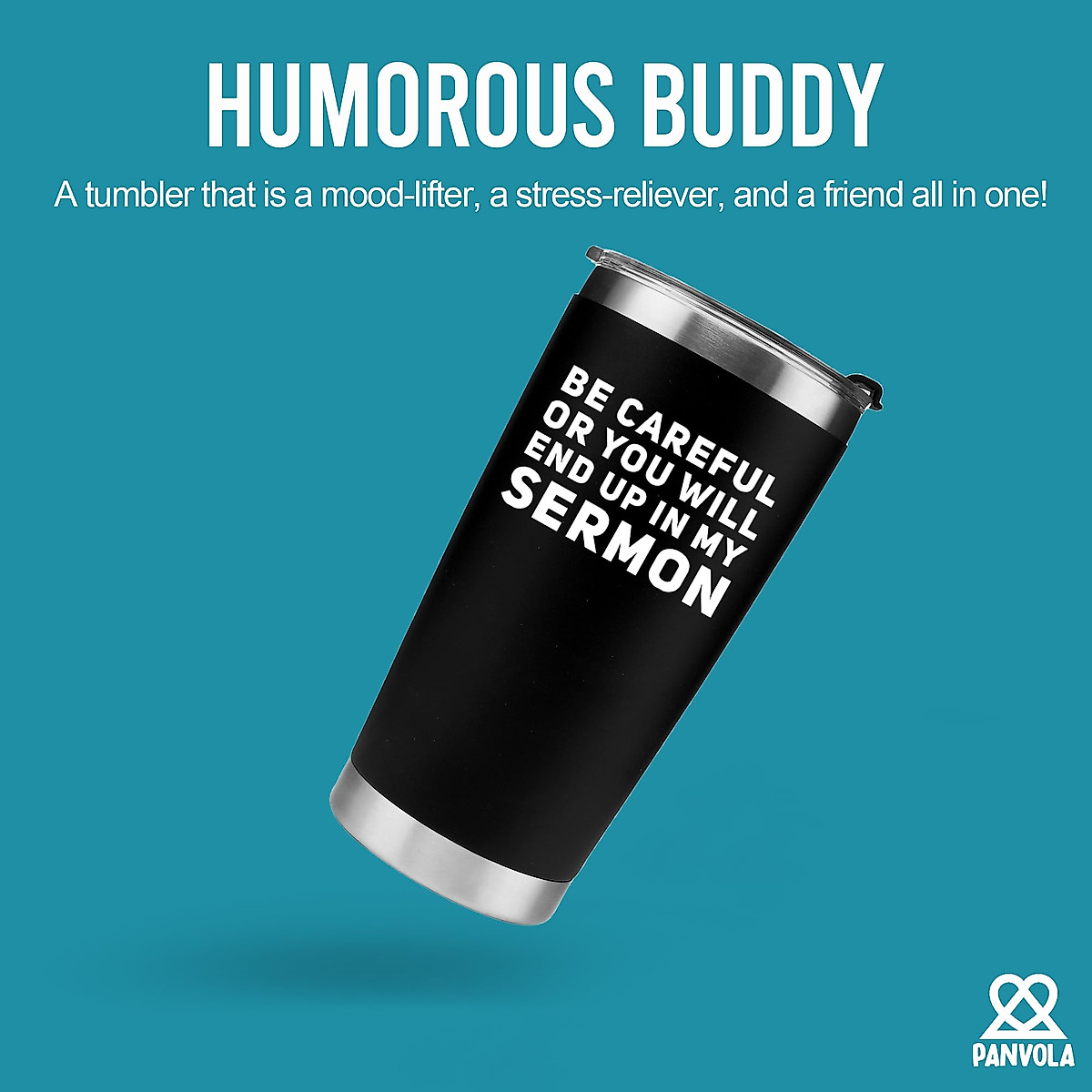 Be Careful Or You'll End Up In My Sermon Vacuum Insulated Tumbler (20 oz) Pastor Gifts Warning Mug From Mom Dad Husband Preacher Minister Appreciation Ordination With Lid And Straw Birthday Christmas