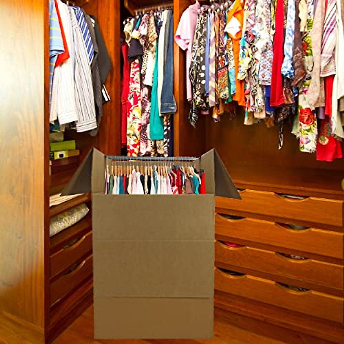 UBOXES Space Savers Wardrobe Moving Boxes With Hanger 20" x 20" x 34" (3 Pack)