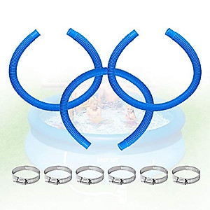 Pool Pump Replacement Hose, 1.25 x 41 Inch for compatible with Filter Pump 607, 637 and 32mm Above Ground Pools include 6 Hose Clamps, Replace for compatible with Hose(3 set)