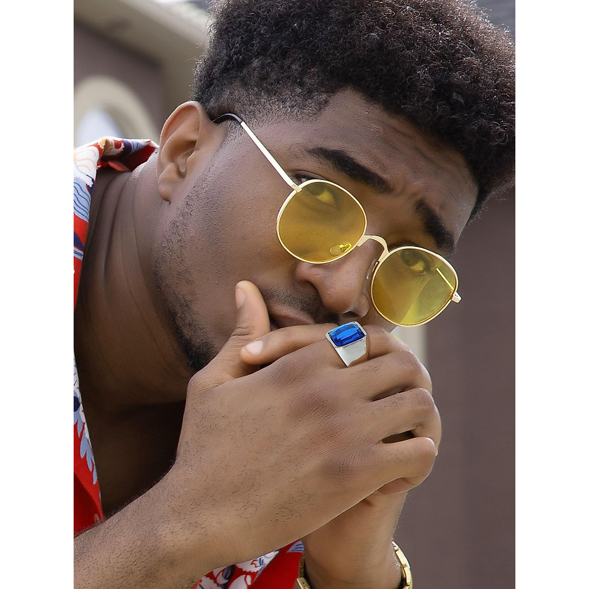 KeyStyle Diamond Cut Blue Stone Ring, Created Sapphire Large Costume Rings Size 14