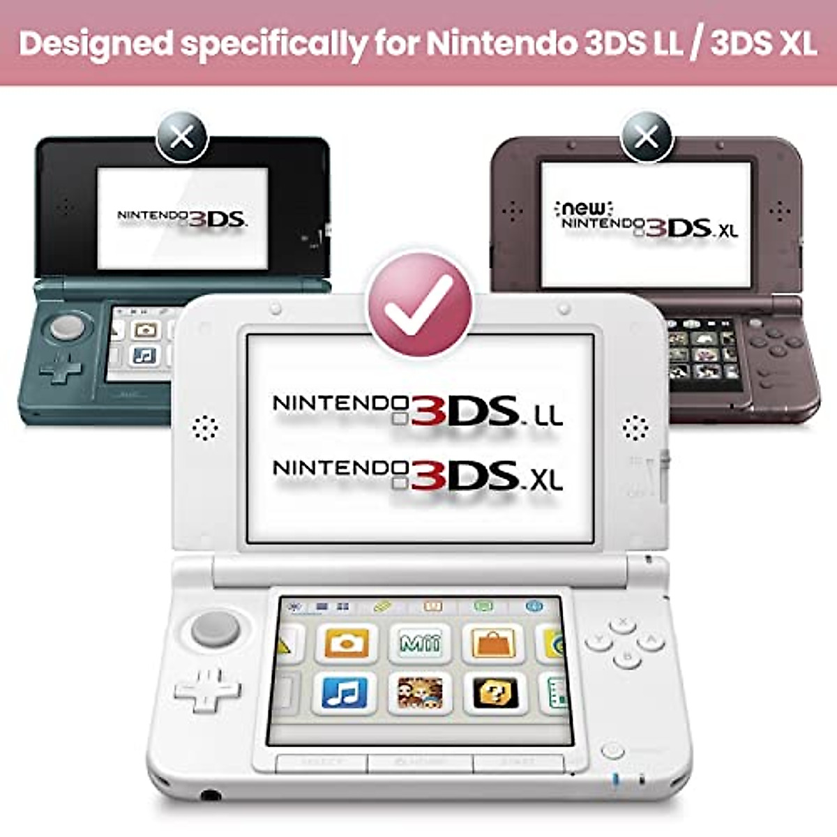 OSTENT Anti-shock Hard Metal Box Cover Case Shell for Nintendo 3DS XL LL (Pink)