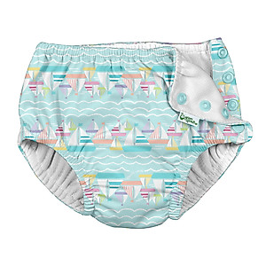 i Play Girls Reusable Absorbent Baby Swim Diapers Light Aqua Sailboats 12 Months