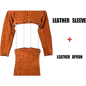 Leather Welding Jacket, Heat & Flame Resistant Jacket, Cowhide Welding Work Shop Jacket Large