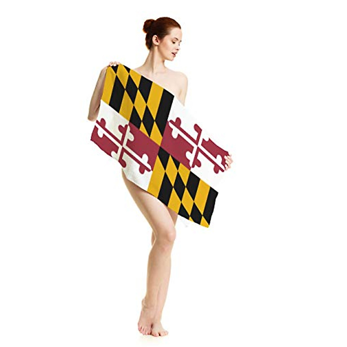 oFloral Maryland Flag Hand Towels Cotton Washcloths,American State Patriotic Flag Comfortable Super-Absorbent Soft Towels for Bathroom Beach Kitchen Spa Gym Yoga Face Towel 15X30 Inch