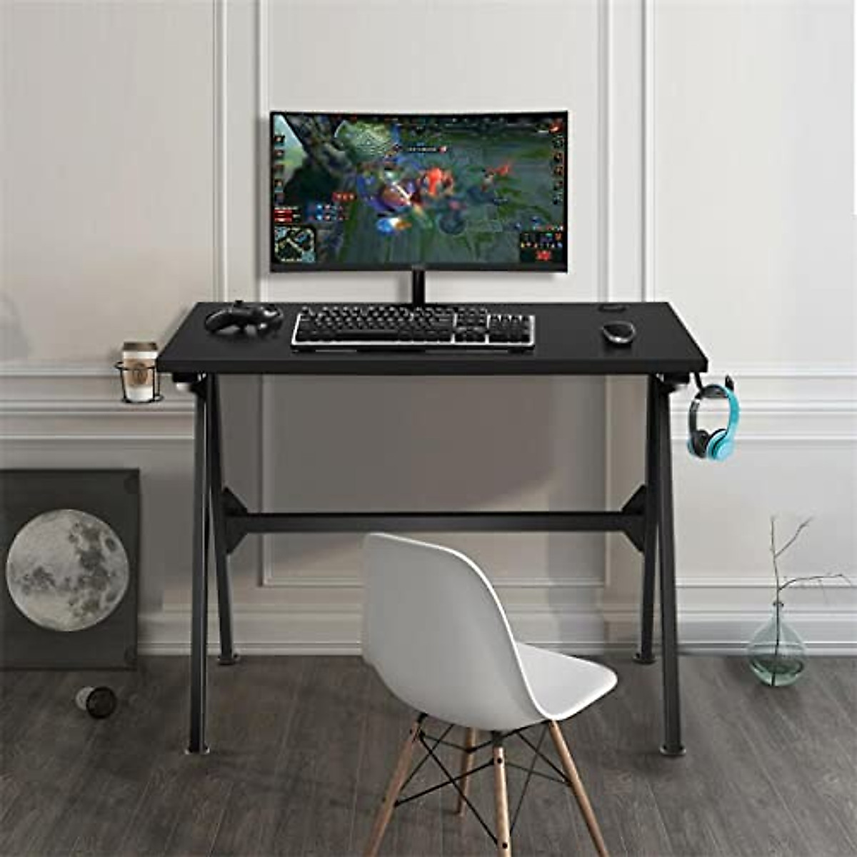 CZDYUF Computer Desk Home Office Computer Desk with Cup Holder and Headphone Hook Office Desk