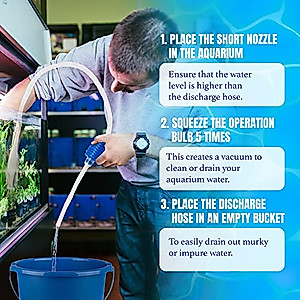 JOR Aquarium Siphon, Fish Tank Gravel Cleaner Kit, for Small Fish Tanks and Aquarium, 65-inches