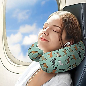 Meaudiwes U Shaped Pillow for Neck Support, Animal Print Horse Breathable Travel Neck Pillow, Lightweight Neck Pillow for Travel, Airplane, Office
