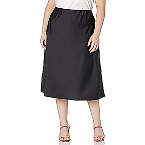 The Drop Women's Maya Silky Slip Skirt Skirt, Black, XXL