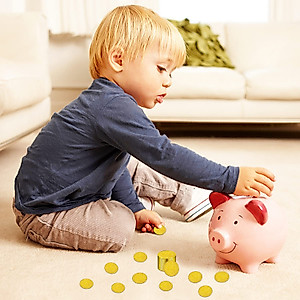 100 Count Plastic Gold Coins Set, Pirate Treasure Gold Play Coins for Kids Party Theme Props Decorations, Lucky Draw Games Treasure Hunt