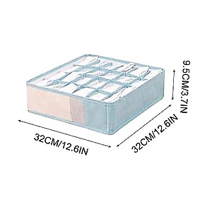 ichuanyi Underwear and Sock Drawer Organizers,24 Cell Collapsible Cabinet Closet Organizer Storage Boxes for Clothes, Socks, Lingerie, Underwear, Ties (Light Blue)